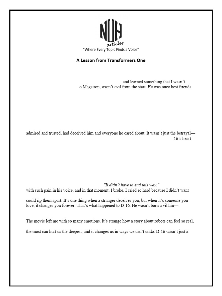 A Lesson From Transformers One Pdf