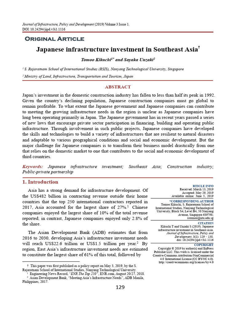 Japanese Infrastructure Investment in Southeast Asia | PDF