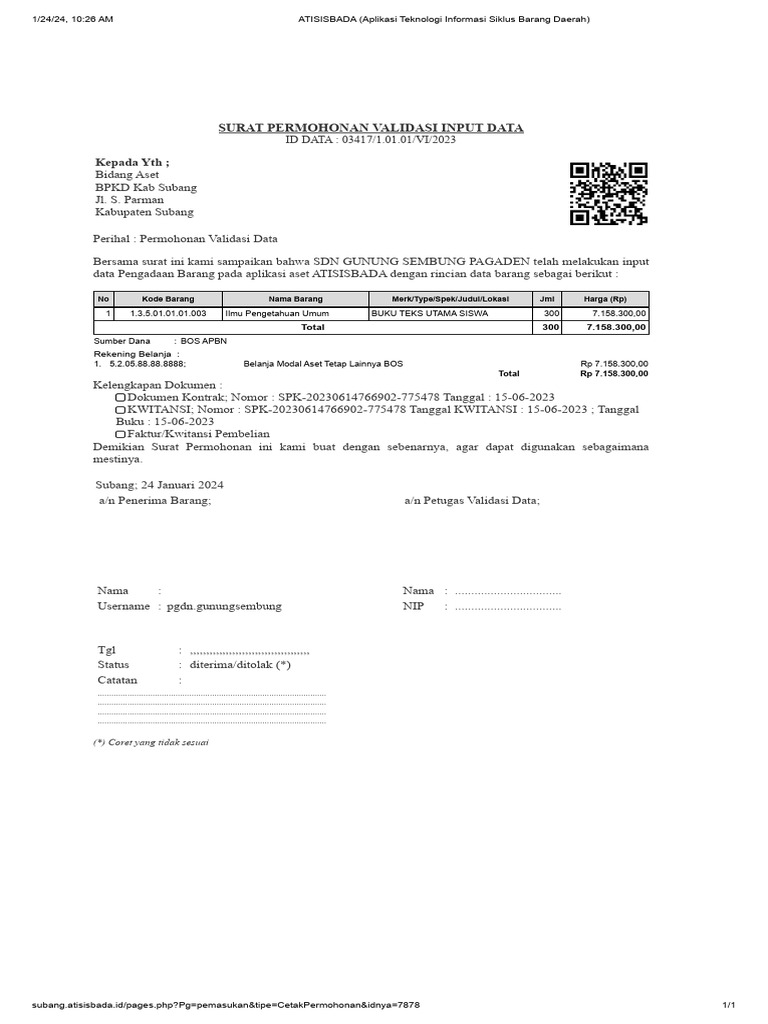 ATISISBADA (Aplikasi Teknologi Informasi Siklus Barang Daerah) BUKU UTAMA SISWA | PDF