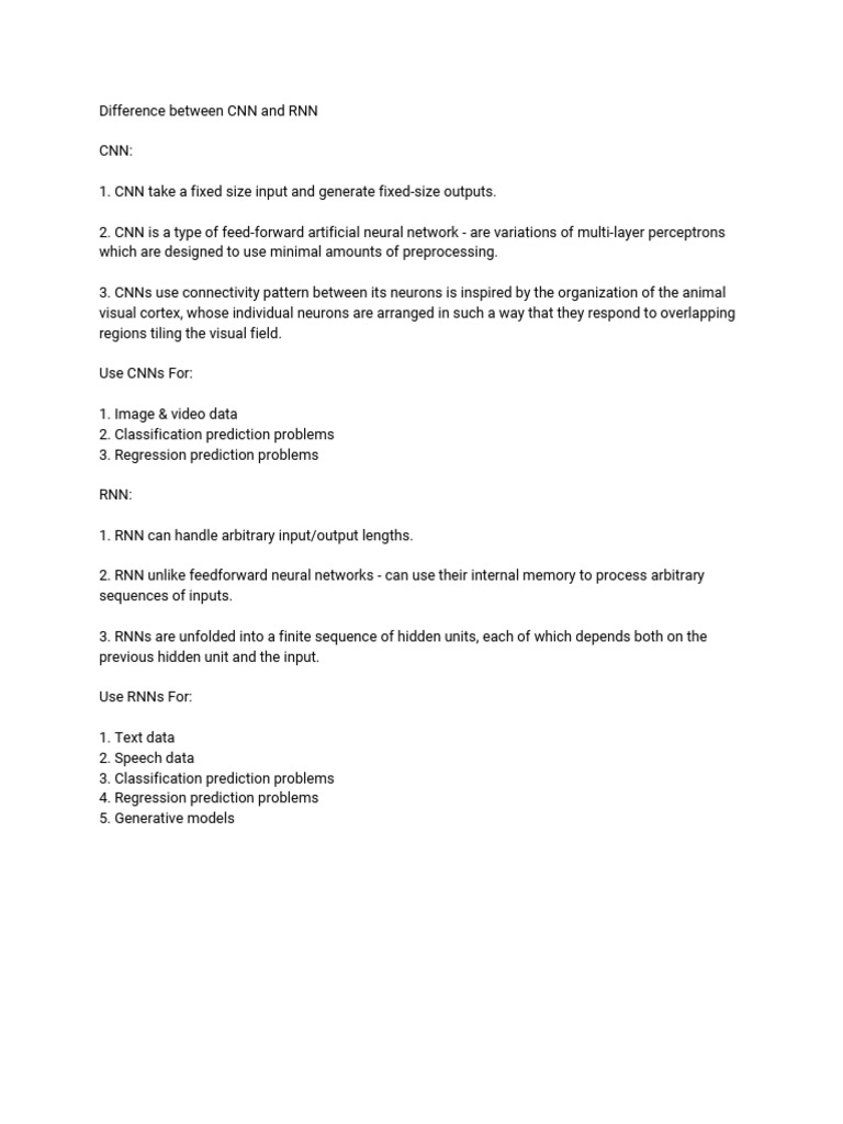 RNN Vs CNN | PDF
