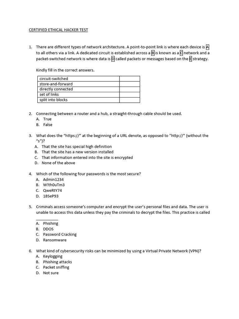 Pre - Test Question | PDF