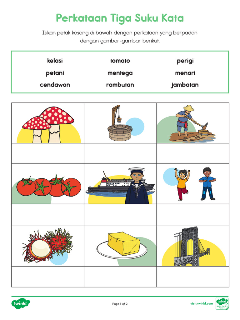 My BM 50 Perkataan Tiga Suku Kata Ver 2 | PDF