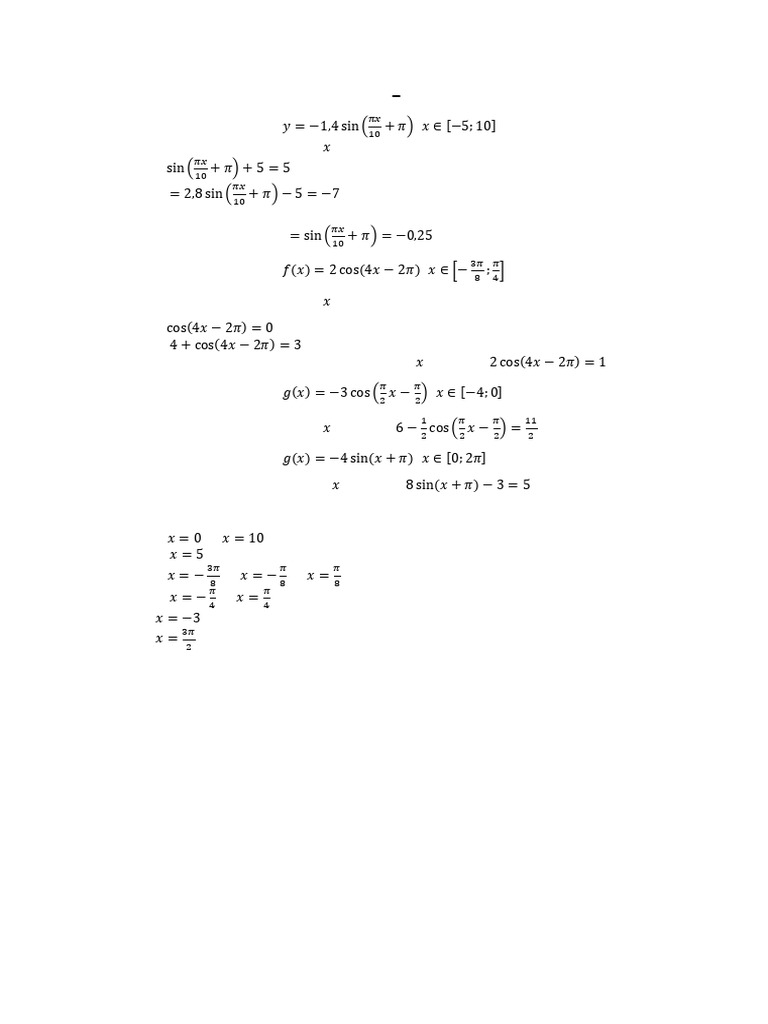 Exercise Graphs of Trig Functions | PDF