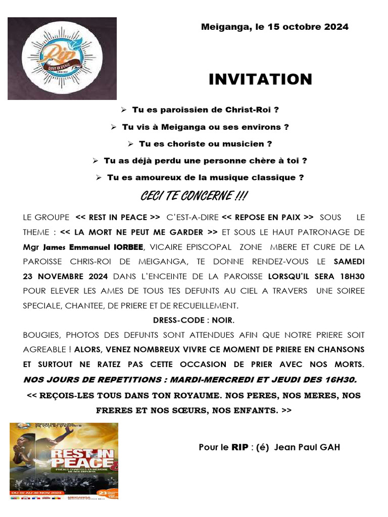 COMMUNIQUE RIP MEIGANGA 2024 | PDF