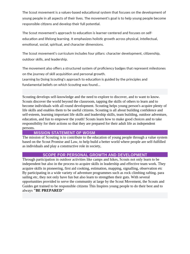 The Scout Movement Is A Values | PDF