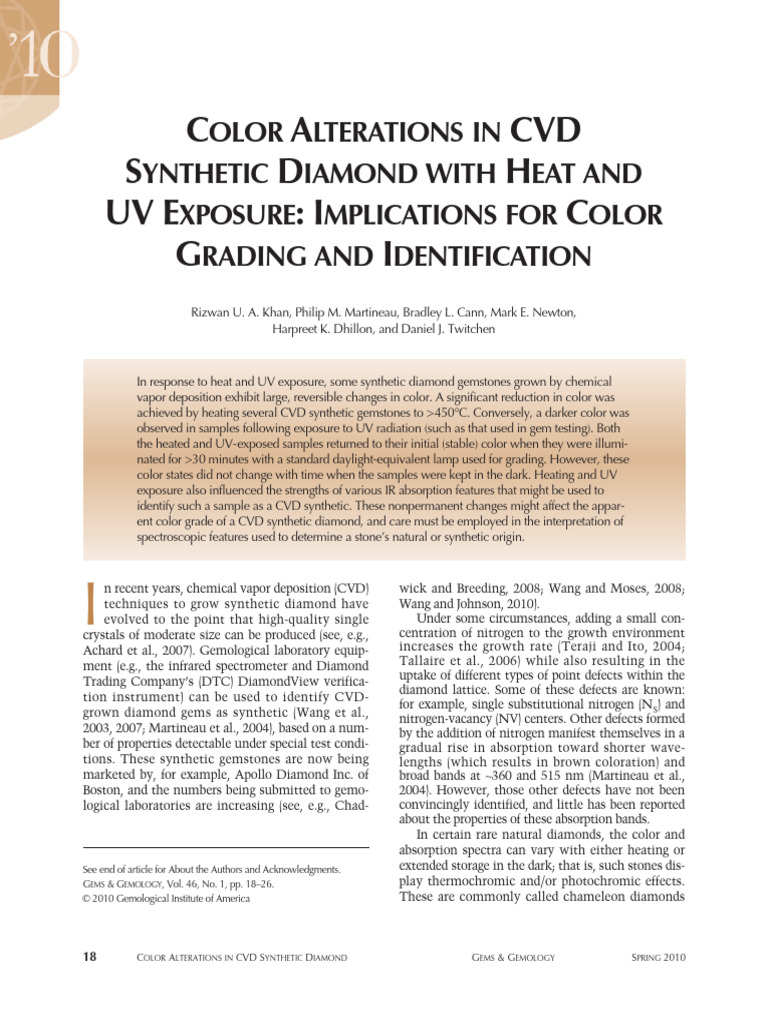 Color Alterations in CVD Synthetic | PDF | Diamond | Ultraviolet