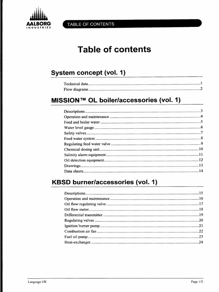 Aalborg Mission Ol - Aux Boiler Instruction Manual Vol II | PDF