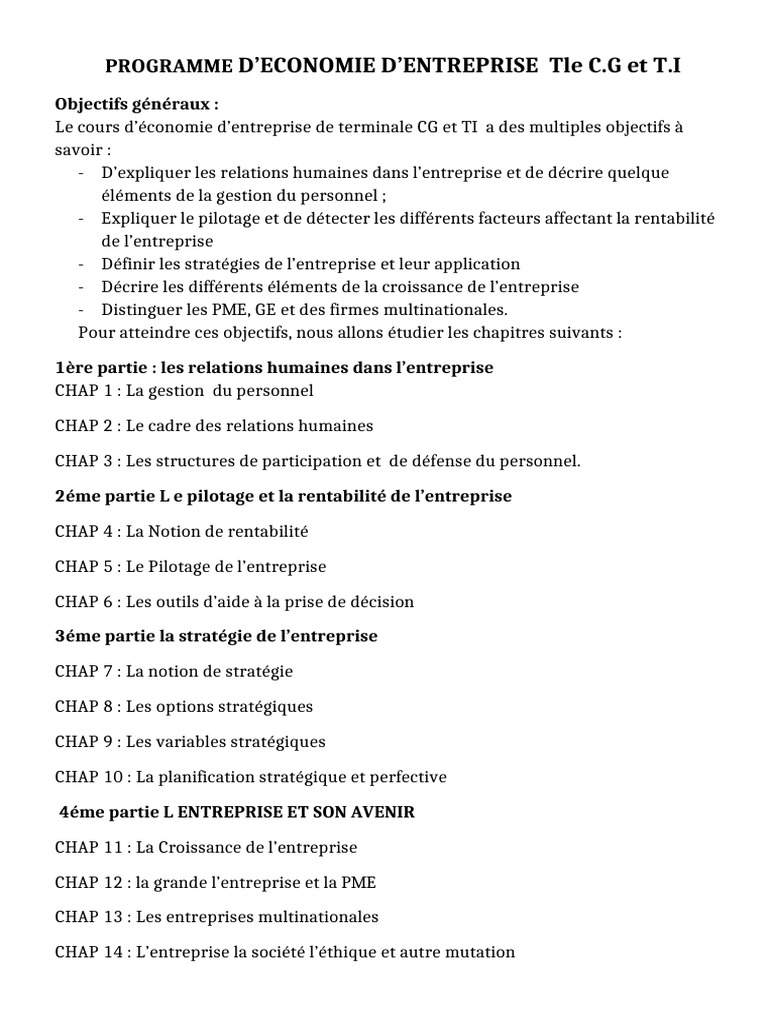 Program Eoe Tle CG | PDF