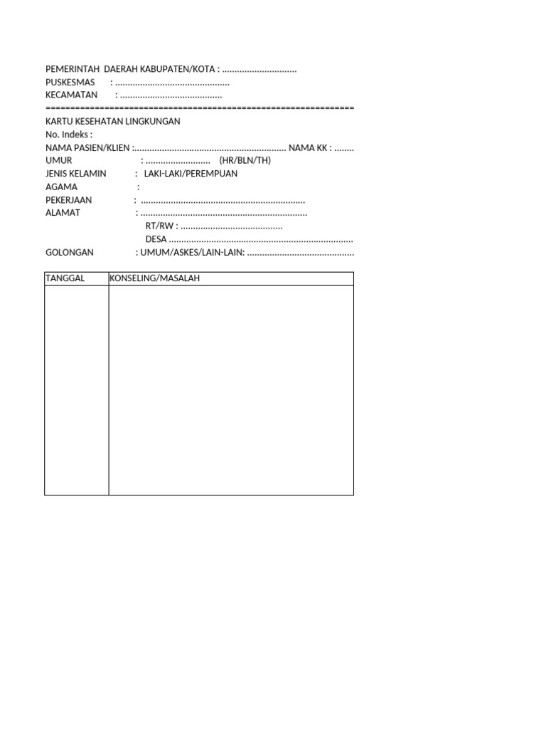 Form Klinik Sanitasi | PDF