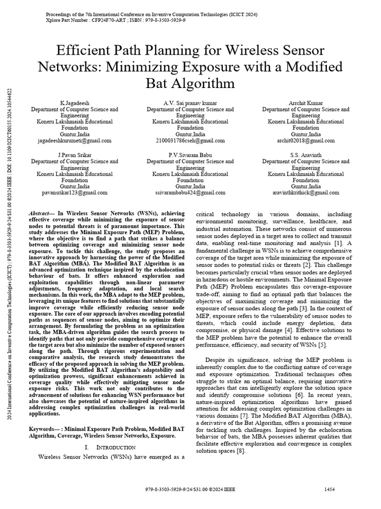 Efficient Path Planning For Wireless Sensor Networks Minimizing ...