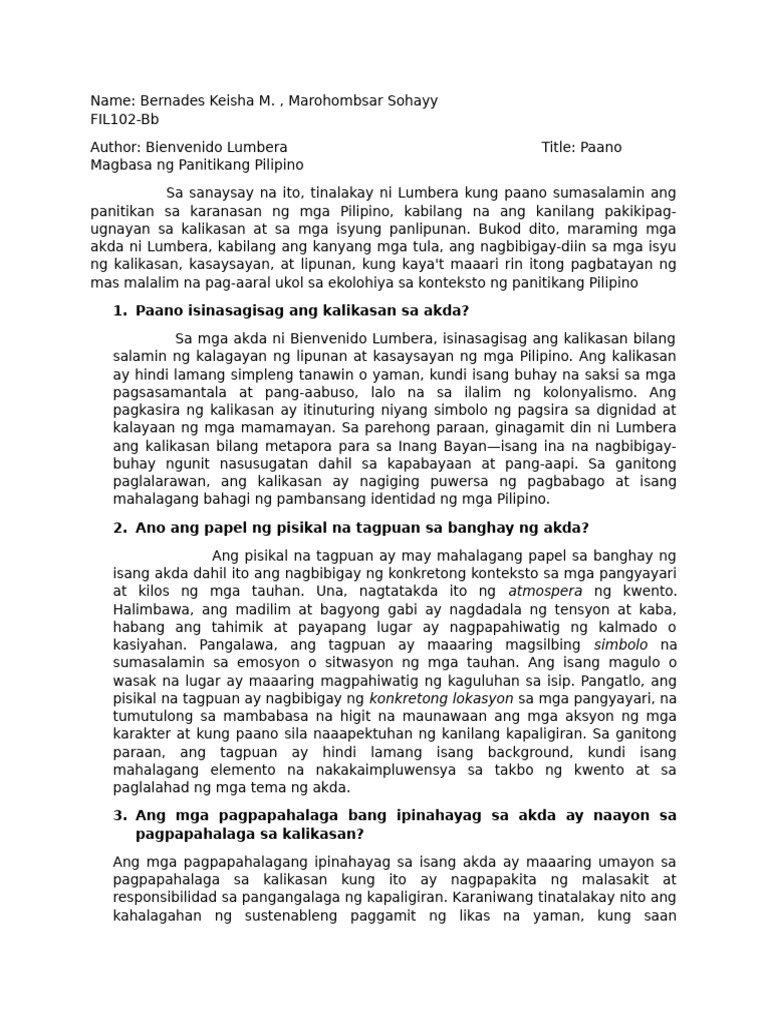 Fil102 Sanaysay | PDF