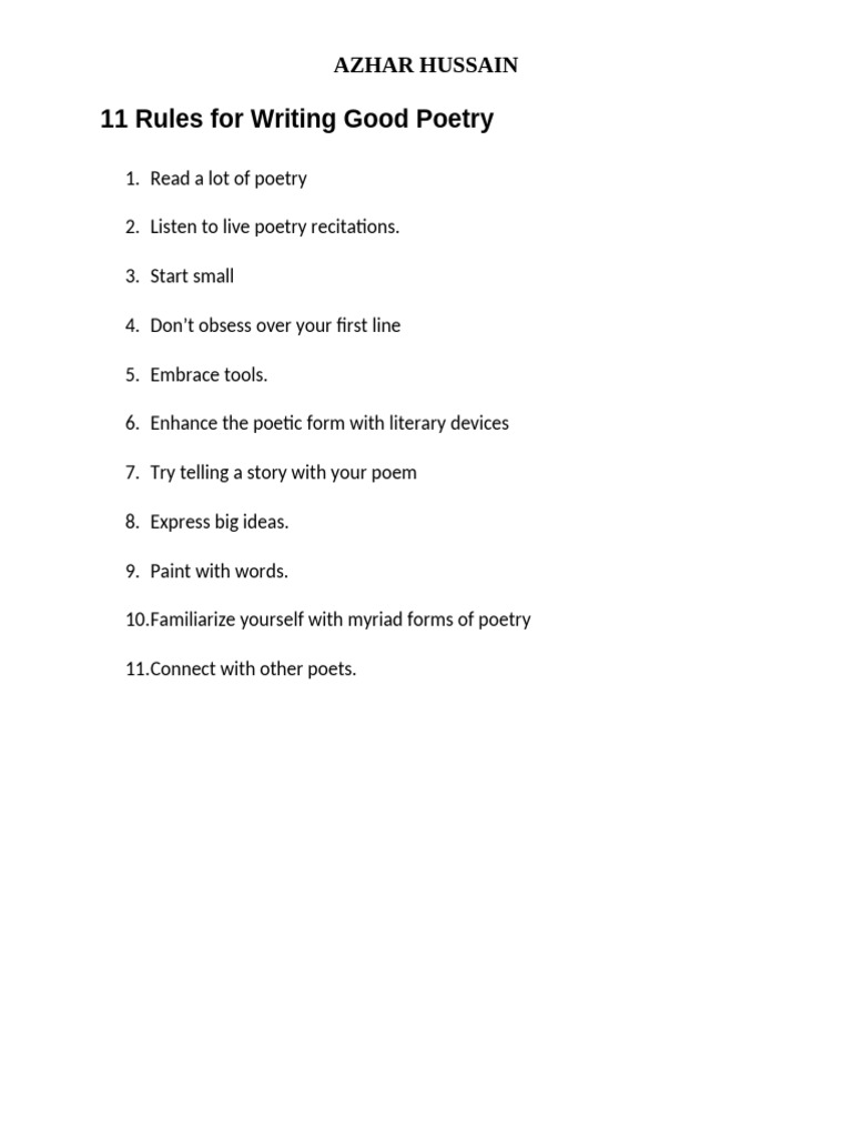 11 Rules For Writing Good Poetry | PDF