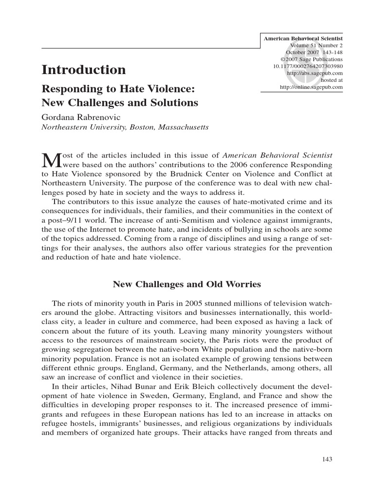 c3 introduction Responding to Hate Violence | PDF