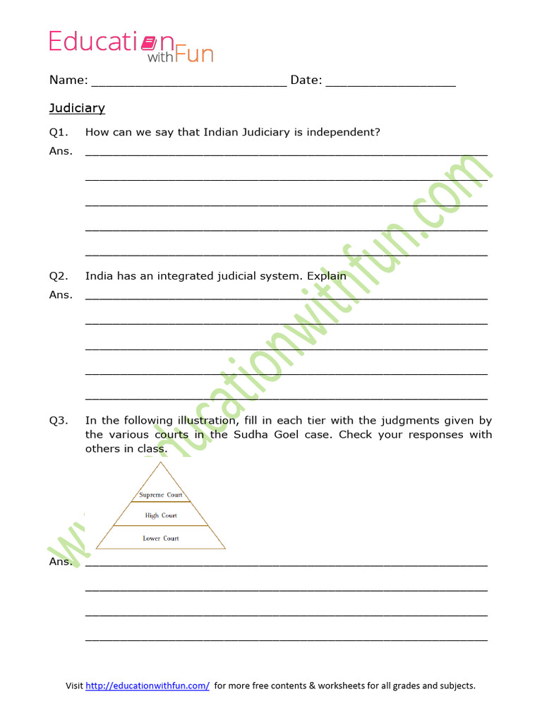 Judiciary Worksheet 2 | PDF