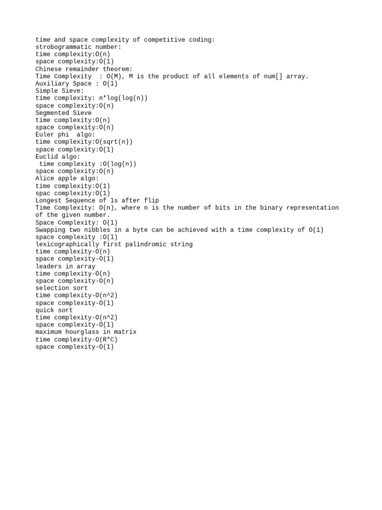 Time and Space Complexity of Compet | PDF