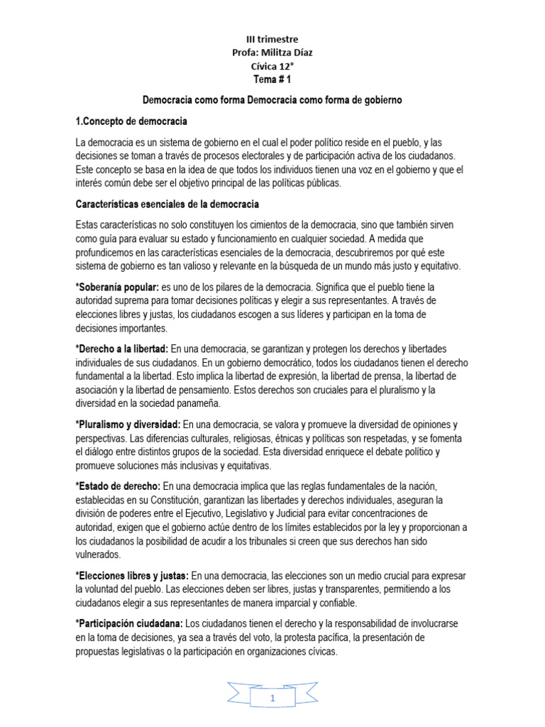 III Trim Tema 1 2024 | PDF | Democracia | Política