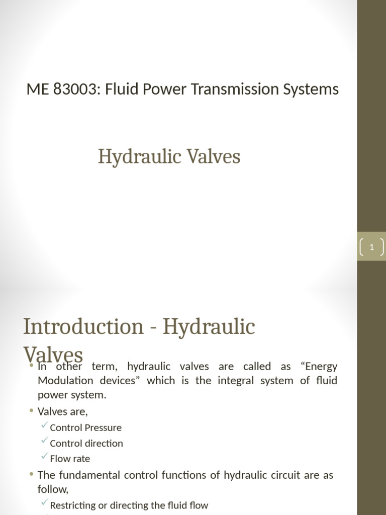 Chapter 6 - Hydraulic Valves - Part 1 | PDF