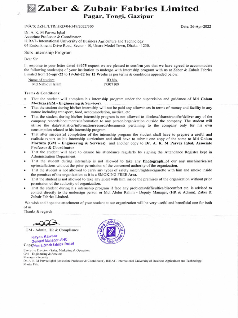 Internship Accept | PDF