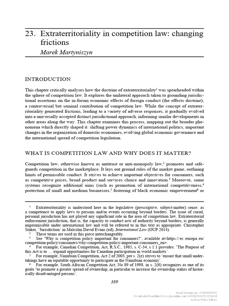 Extraterritoriality in Competition Law | PDF
