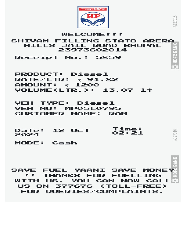 Fuel Bill Template 3 | PDF