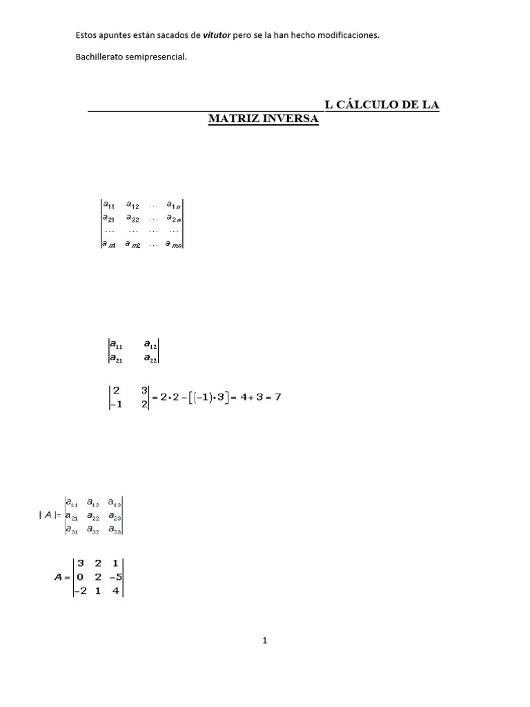 Matriz Inversa Con Determinantes | PDF