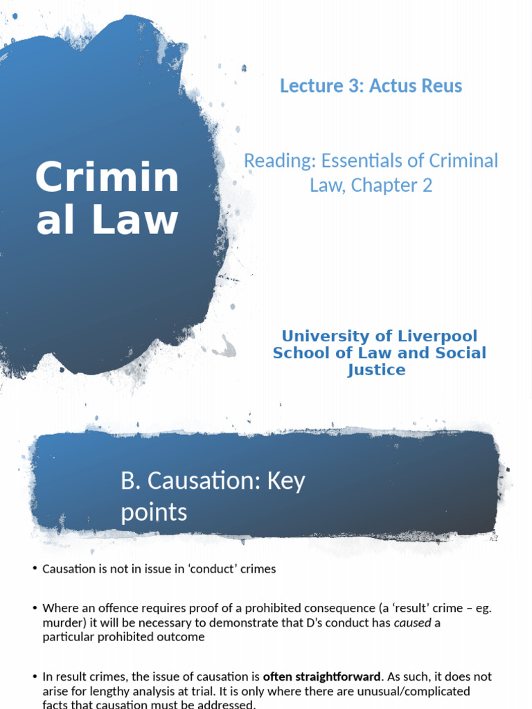 Slides lecture 3 (Actus Reus) | PDF