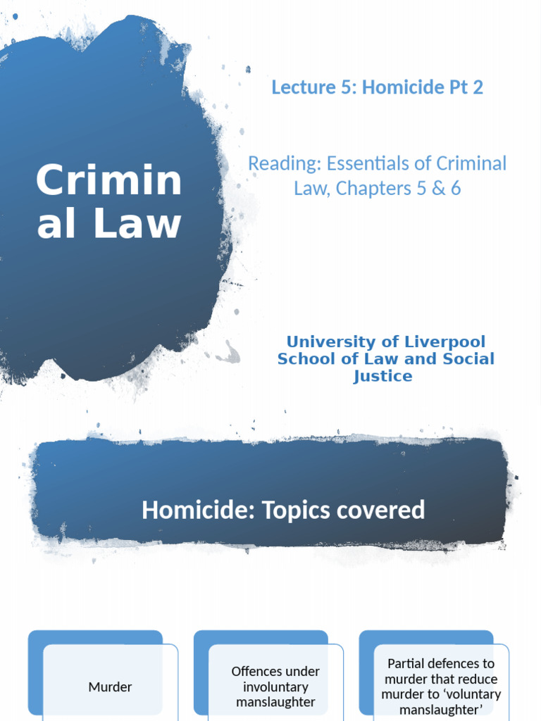 Homicide Law: Manslaughter Defenses Explained | PDF | Manslaughter ...