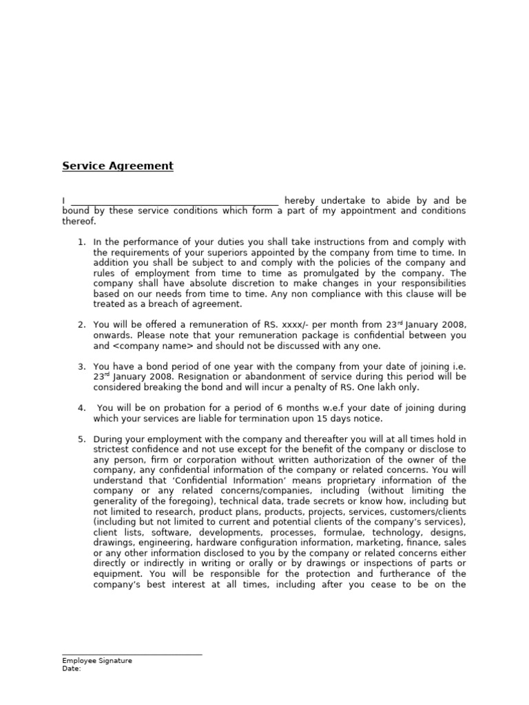 Service Agreement | PDF