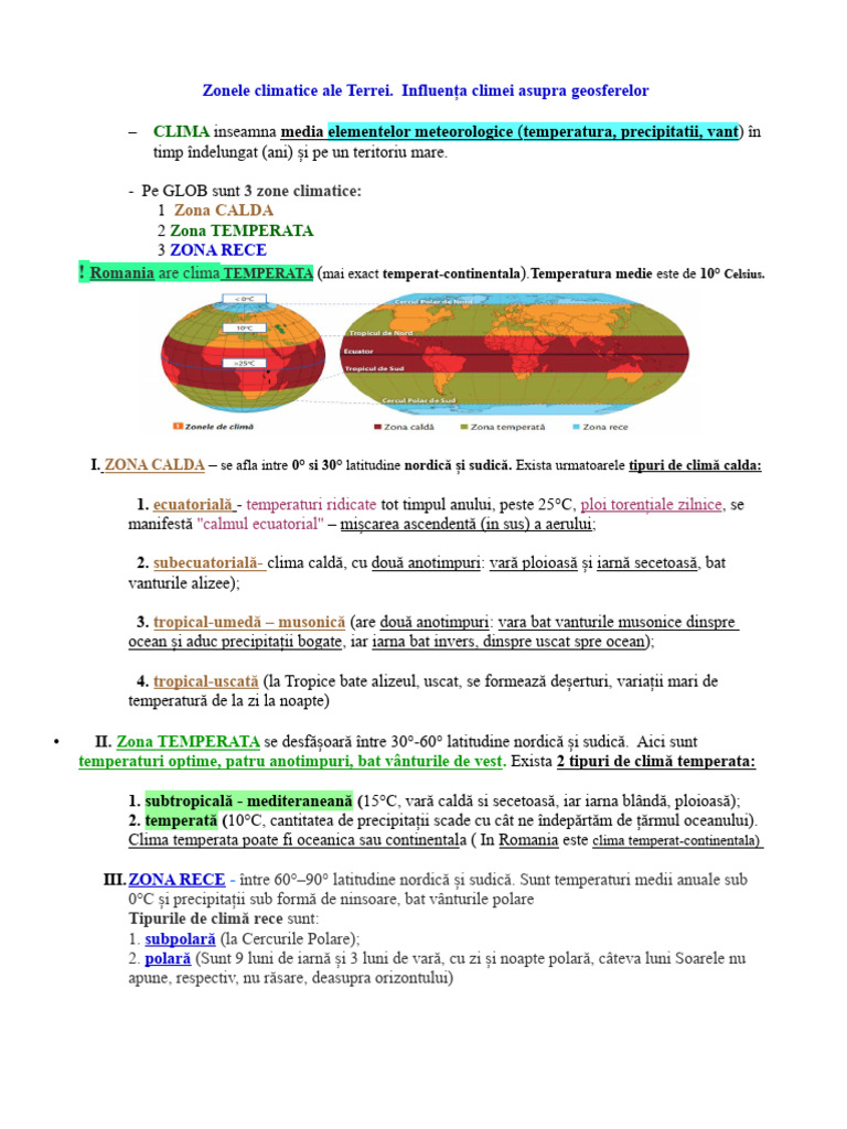 Zonele de Clima Ale Terrei | PDF