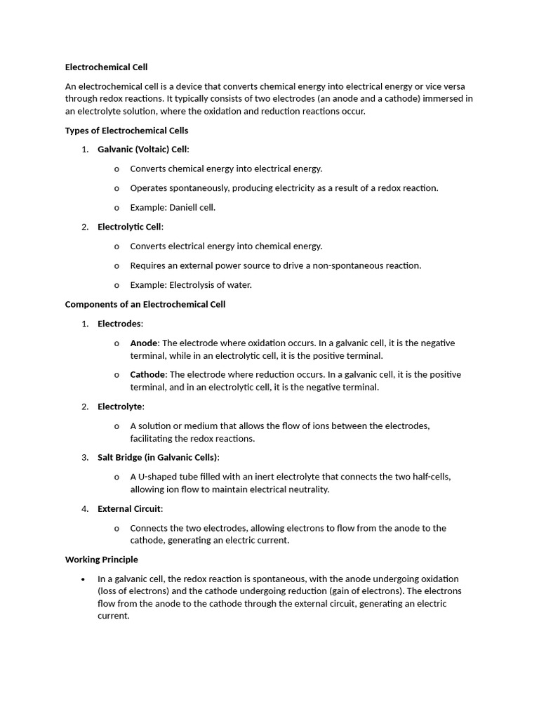Electrochemical Cell | PDF