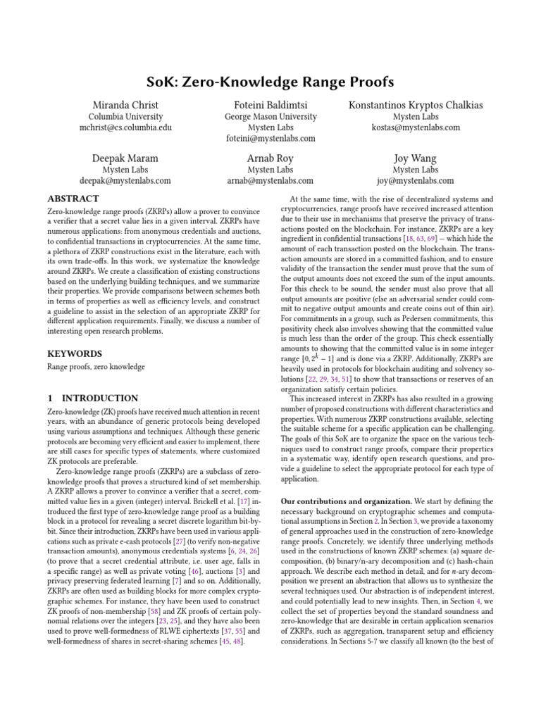Zero-Knowledge Range Proofs | PDF | Applied Mathematics | Computers