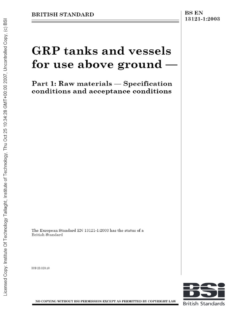 BS en 13121 - 1 - 2003 | PDF