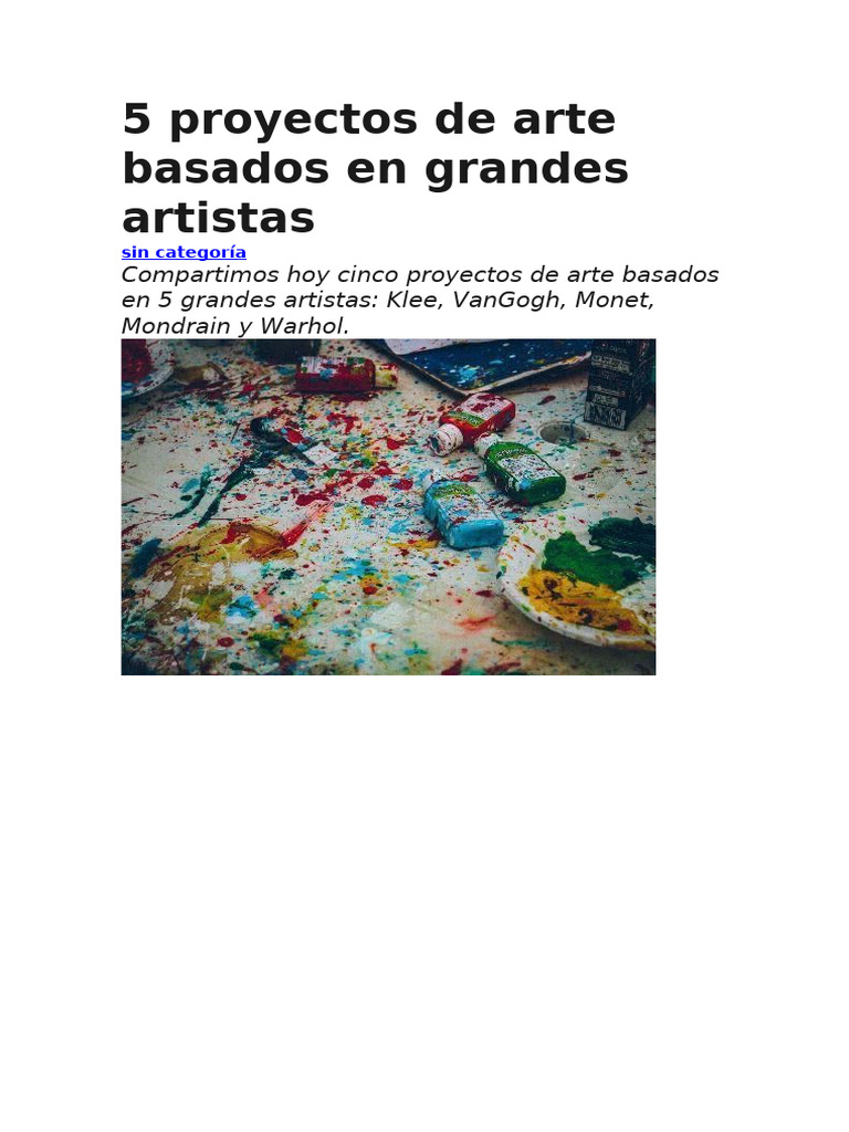 5 proyectos de arte basados en grandes artistas | PDF