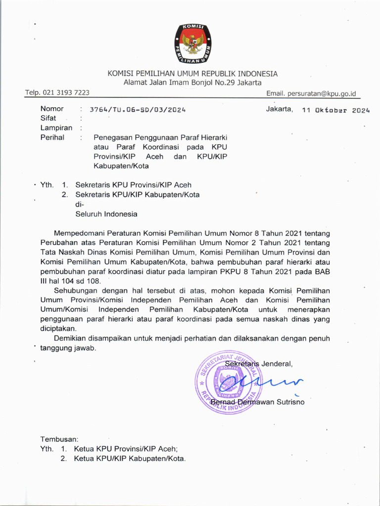 3764 SD SJ - Penegasan Penggunaan Paraf Hierarki | PDF