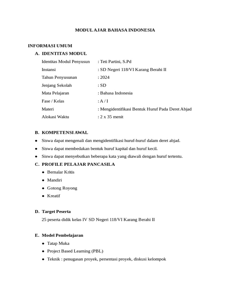 Modul Ajar Ibu Teti | PDF