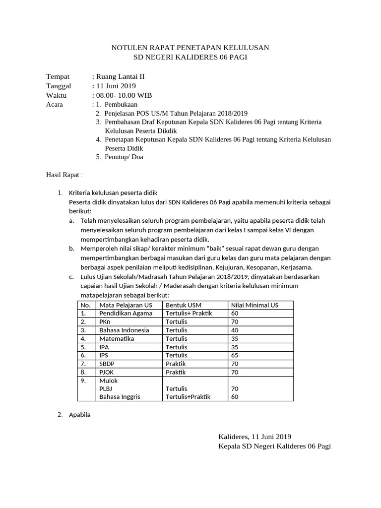 Notulen Rapat Kelulusan | PDF