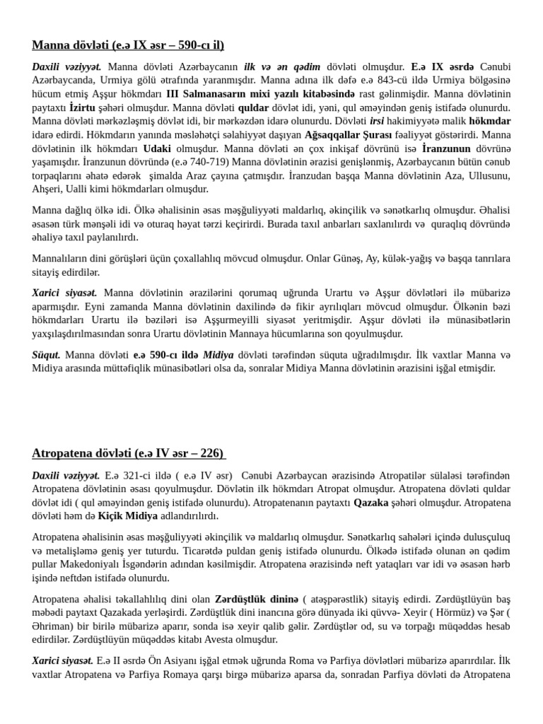 Manna. Albaniya VƏ Atropatena Dövləti | PDF