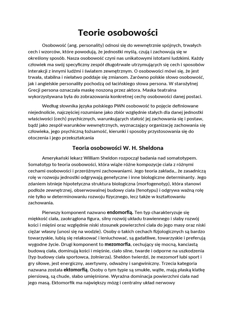 Teorie Osobowości | PDF