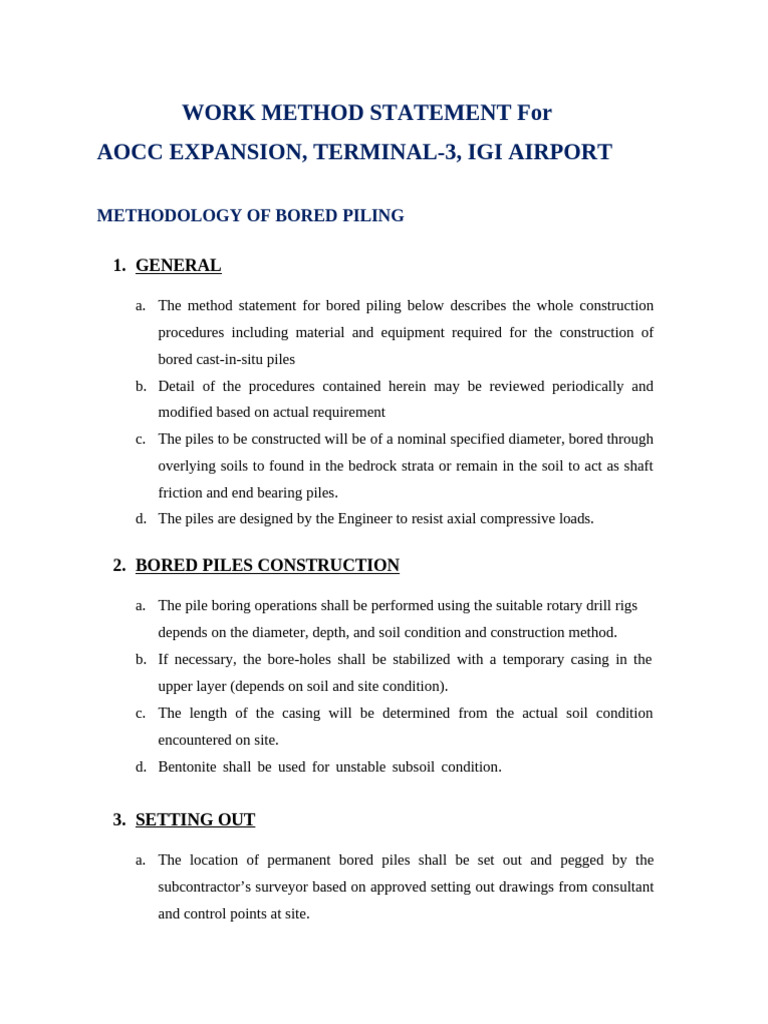 Methodology of Work - AOCC | PDF | Deep Foundation | Technology & Engineering