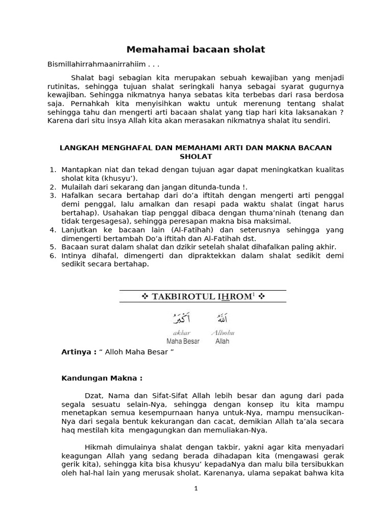 Makna Bacaan Sholat | PDF