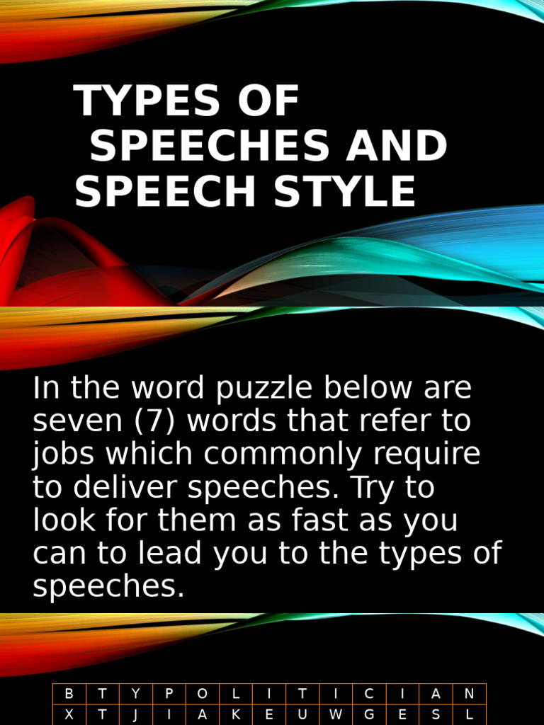Types of Speeches | PDF