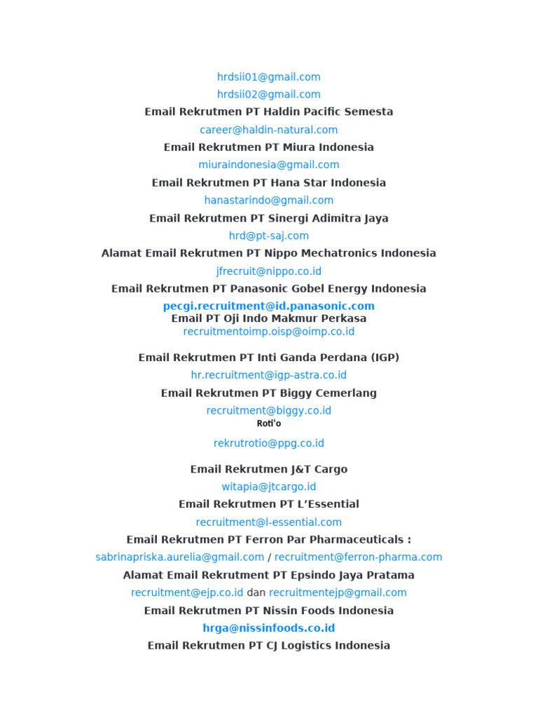 Alamat Email PT Terabru 3 | PDF