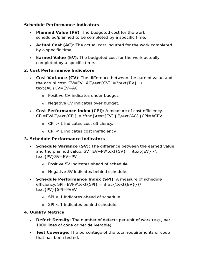 Schedule Performance Indicators | PDF | Project Management | Projects
