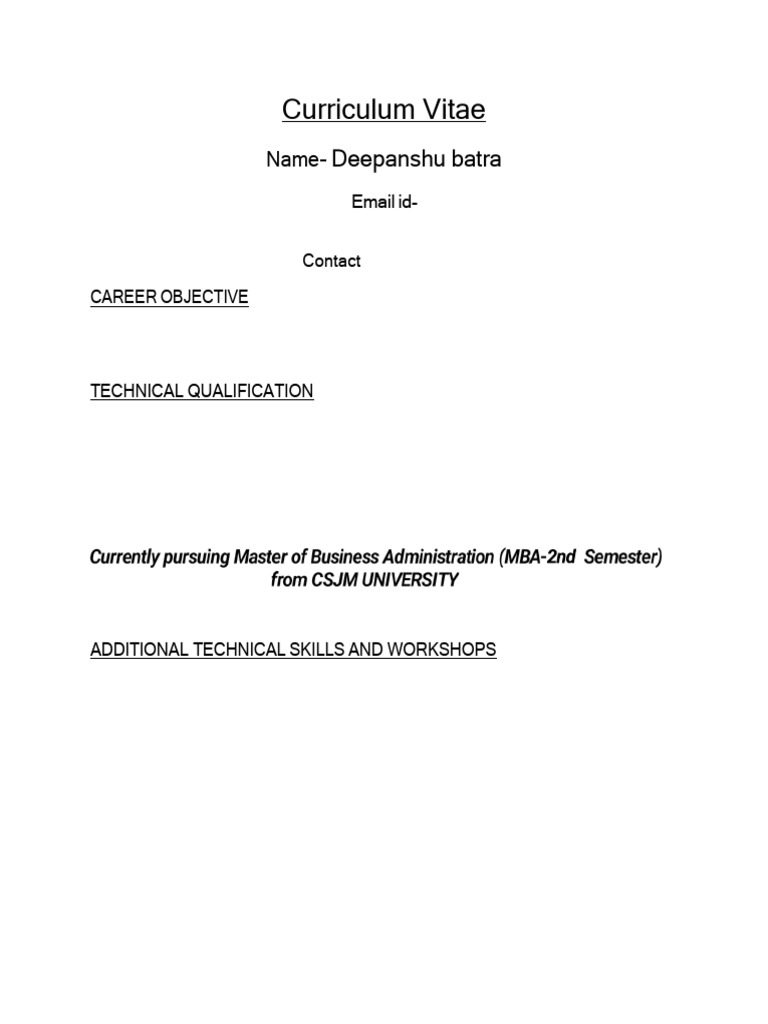 Curriculum Vitae: - Deepanshu Batra | PDF