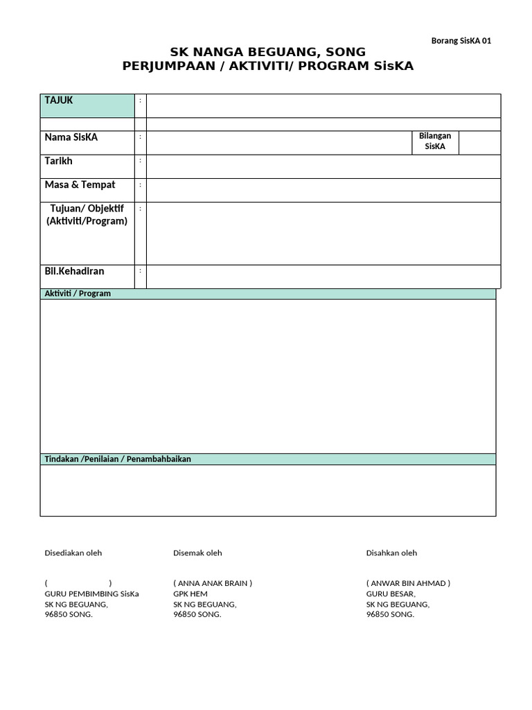 Borang SisKA 01 | PDF