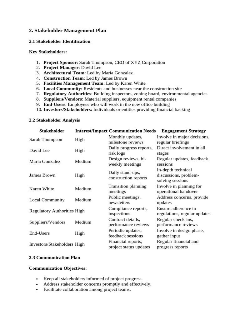 Examples of Stakeholder Plan | PDF | Stakeholder (Corporate) | Business
