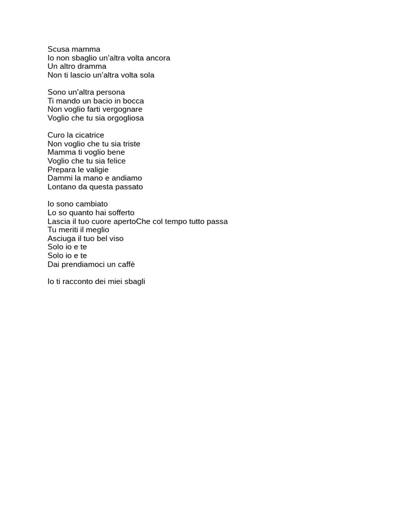 Scusa Mamma Testo | PDF
