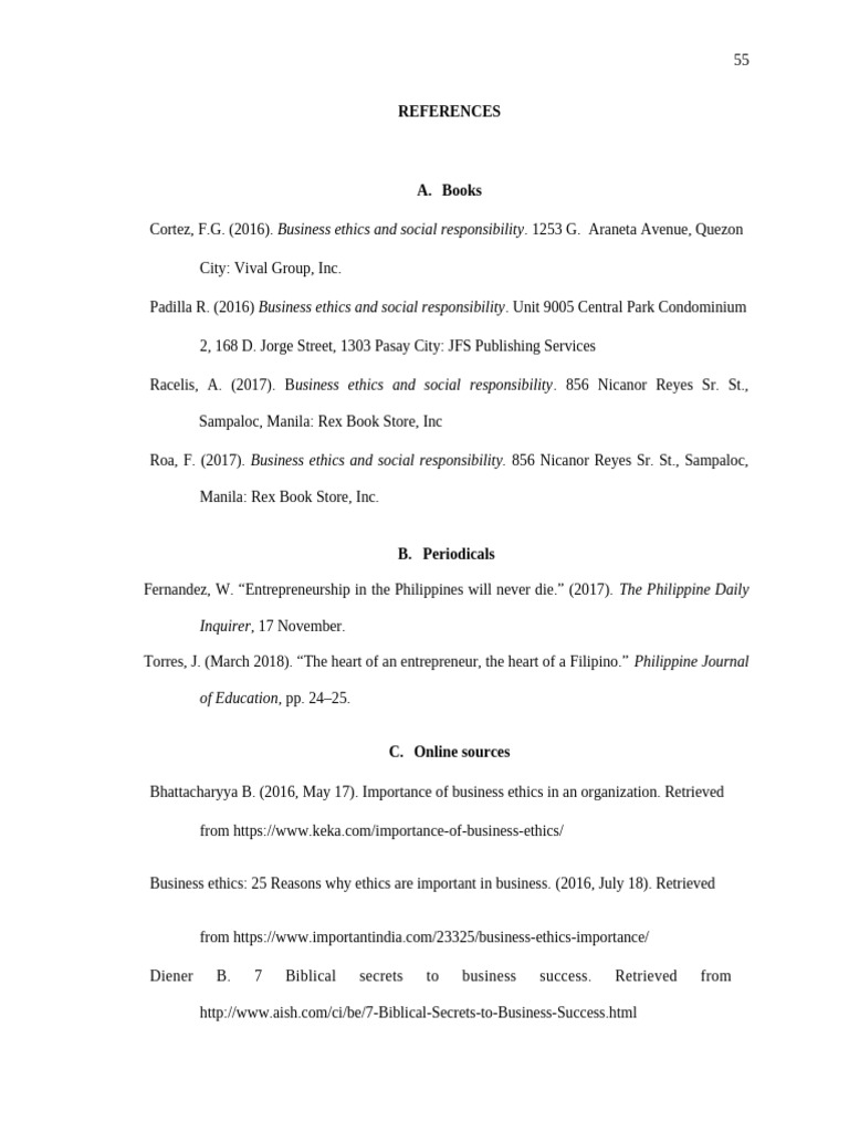 APA References on Business Ethics | PDF