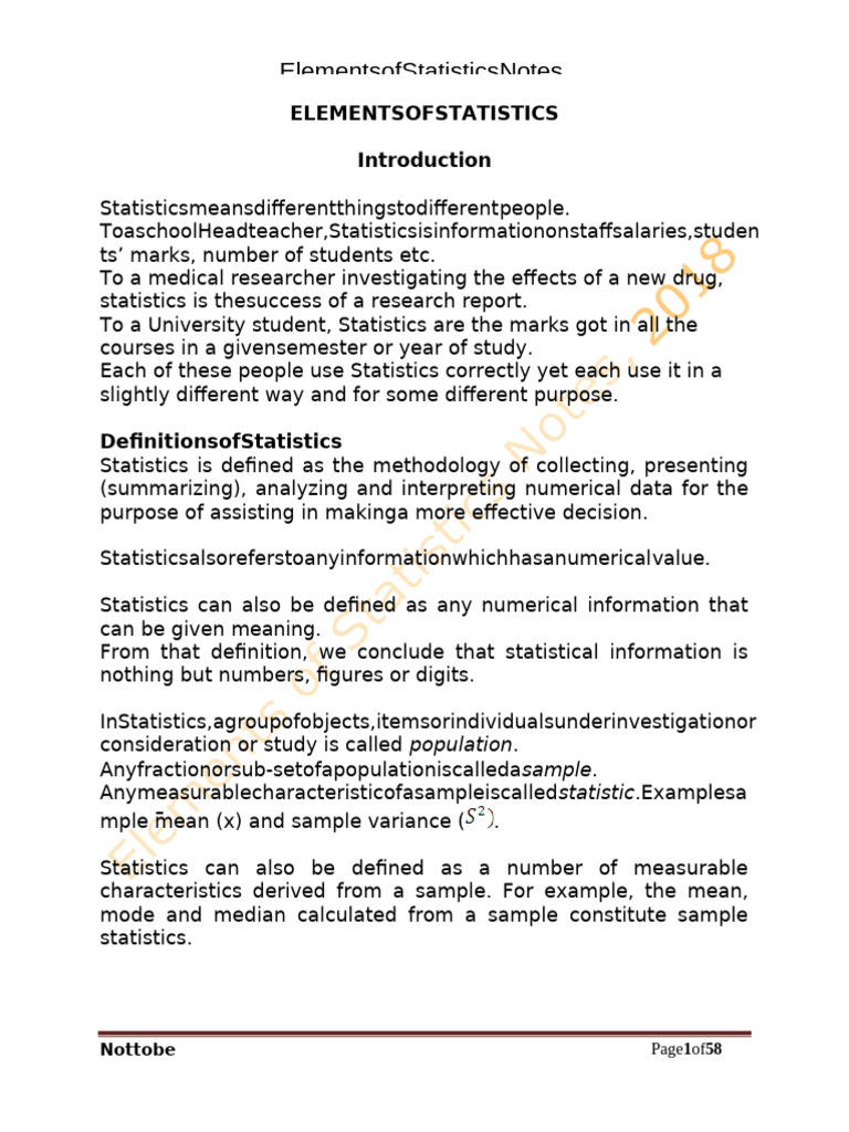 Elements of Statistics ( UCC) Print | PDF
