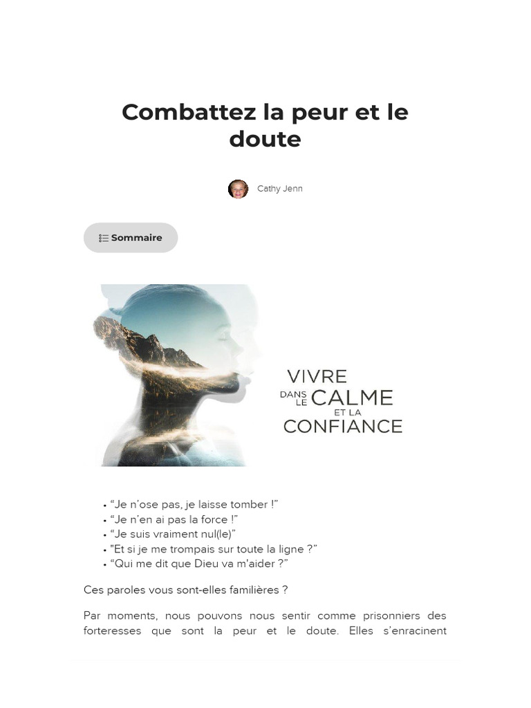 Cathy Jenn Combattez La Peur Et Le Doute | PDF